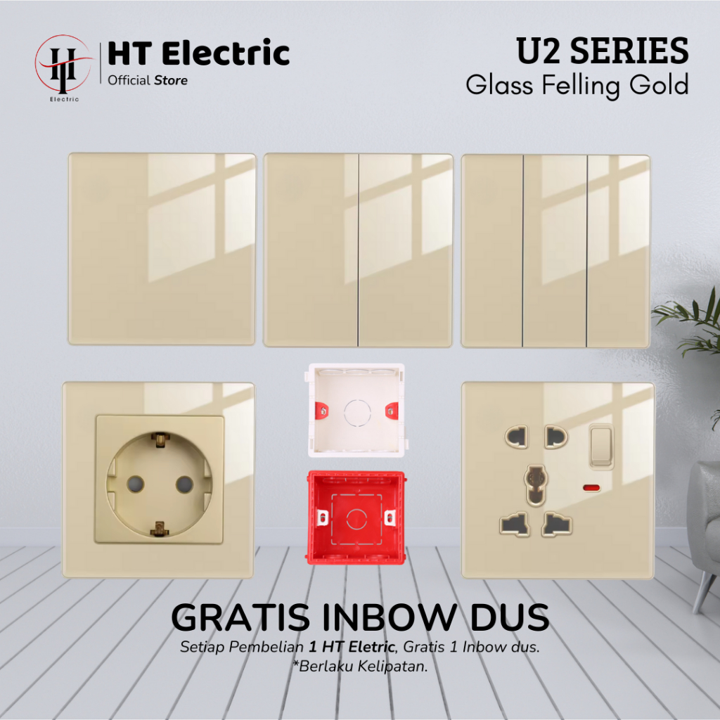 Tempered Glass Light Switch HT Electric U2 Gold Frameless Hotel Switch ...