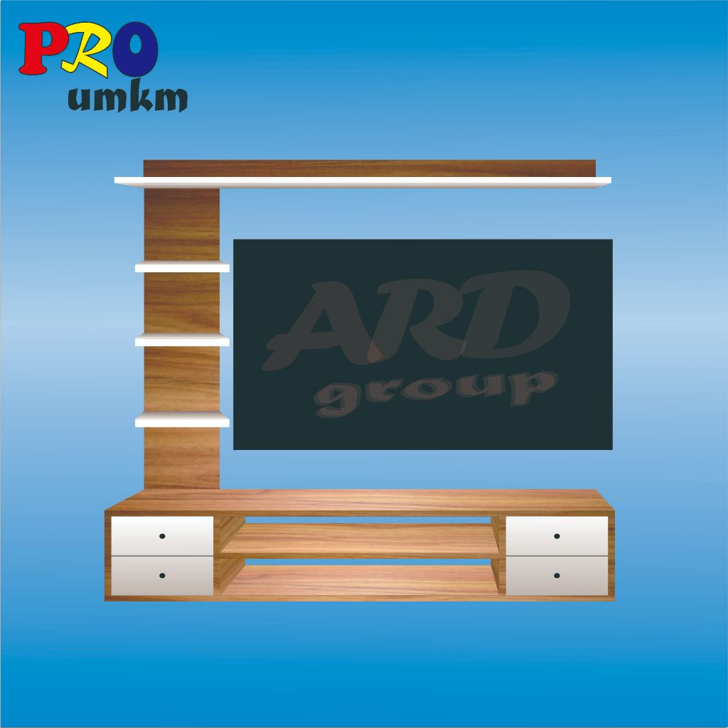 (RTV 034) Backdrop TV Shelf with Minimalist Drawers/ Wall Mounted TV ...