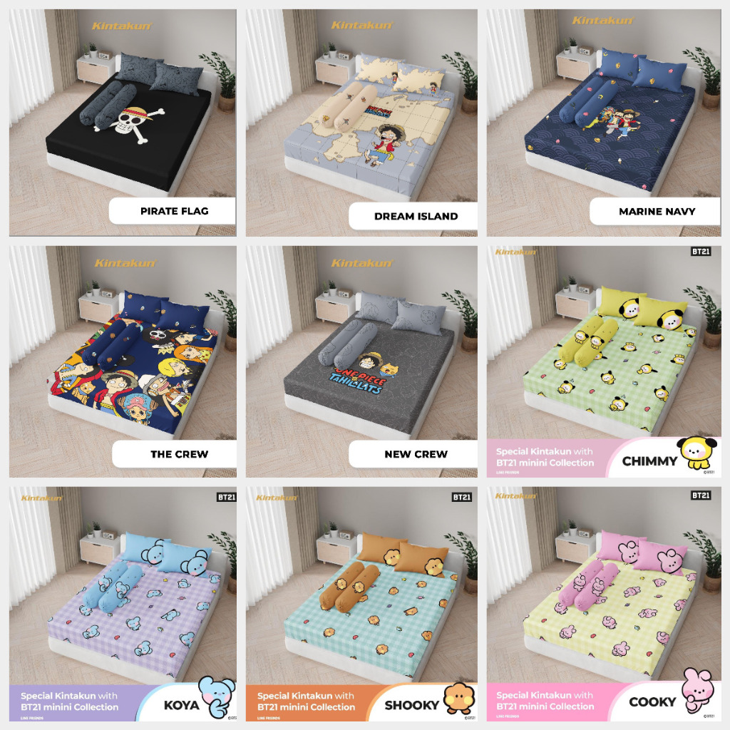 Kintakun BT21 & ONE PIECE x TAHILALATS EDITION Bed Sheet Height 25 cm ...