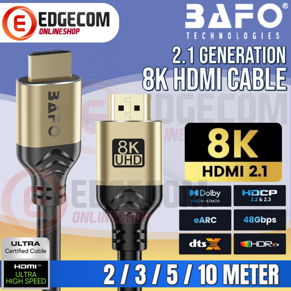Bafo HDMI Cable V2.1 8K 4K UltraHD High Speed 2 / 3 / 5 METER Original ...
