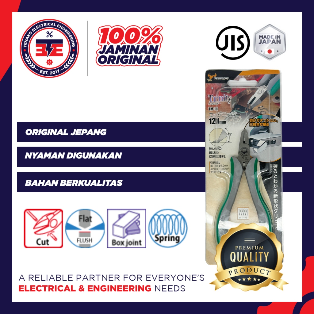 Tsunoda TM-10 KING TTC Angled Tip Cutter Cutting Pliers Original Japan 120mm for Cutting Copper ...