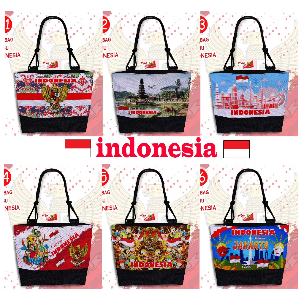 Indonesia Tote bag ready with 6 motifs ready to send | Shopee Malaysia