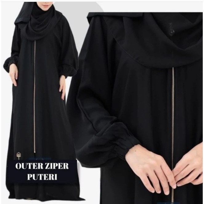 Alkhatib Abaya Gamis Outer Princess Plain Removable Zipper One Meter ...