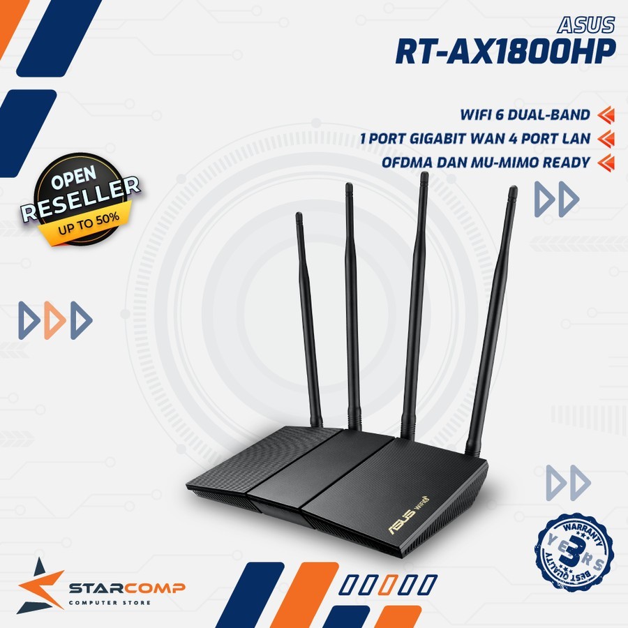Asus RT-AX1800HP AX1800 Dual Band WiFi 6 Wireless Router with AiMesh ...