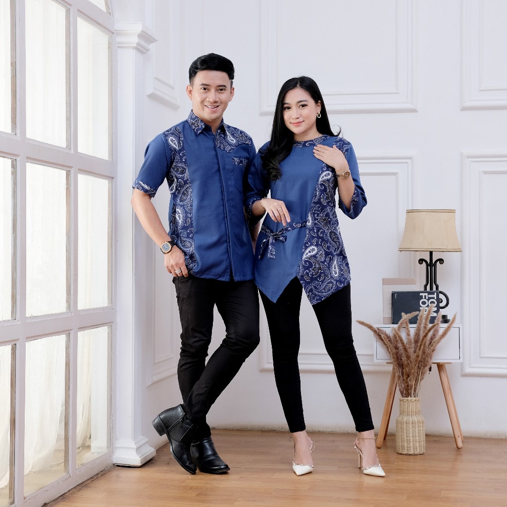 Modern Couple Batik, Men's and Women's Office Work Batik Blouse Tops ...