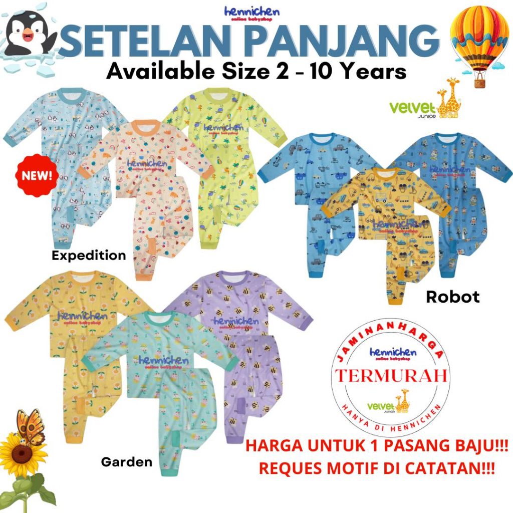12.12 PRICE Velvet Junior Pajamas DREAMWEAR Big Size BOY GIRL EXPEDITION / SECRET GARDEN ...