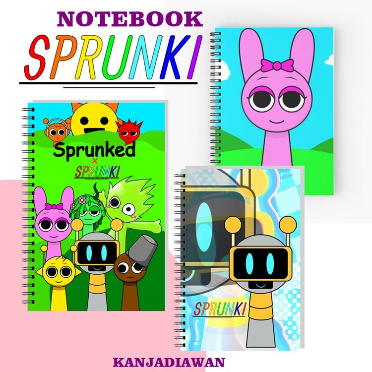 Viral Character Sprunki Notebook Spiral Sprunki A6 Orange Raddy Durple ...