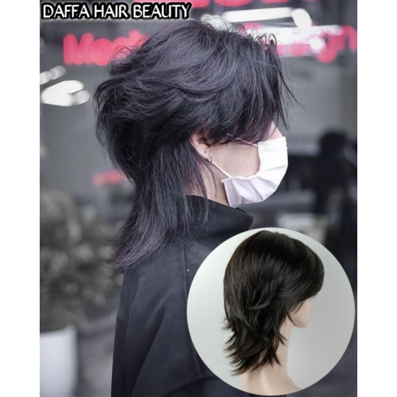 LONG WOLFCUT MULLET MEN'S FAKE HAIR WIG | Shopee Malaysia