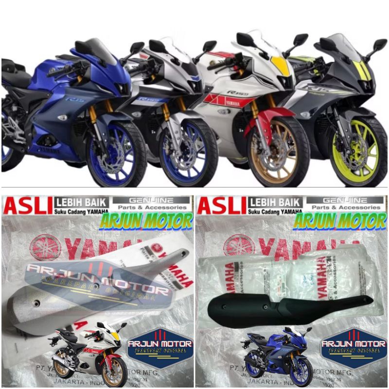 YAMAHA R15 V4 EXHAUST COVER 2022 2023 SILVER BLACK ORIGINAL YAMAHA ...
