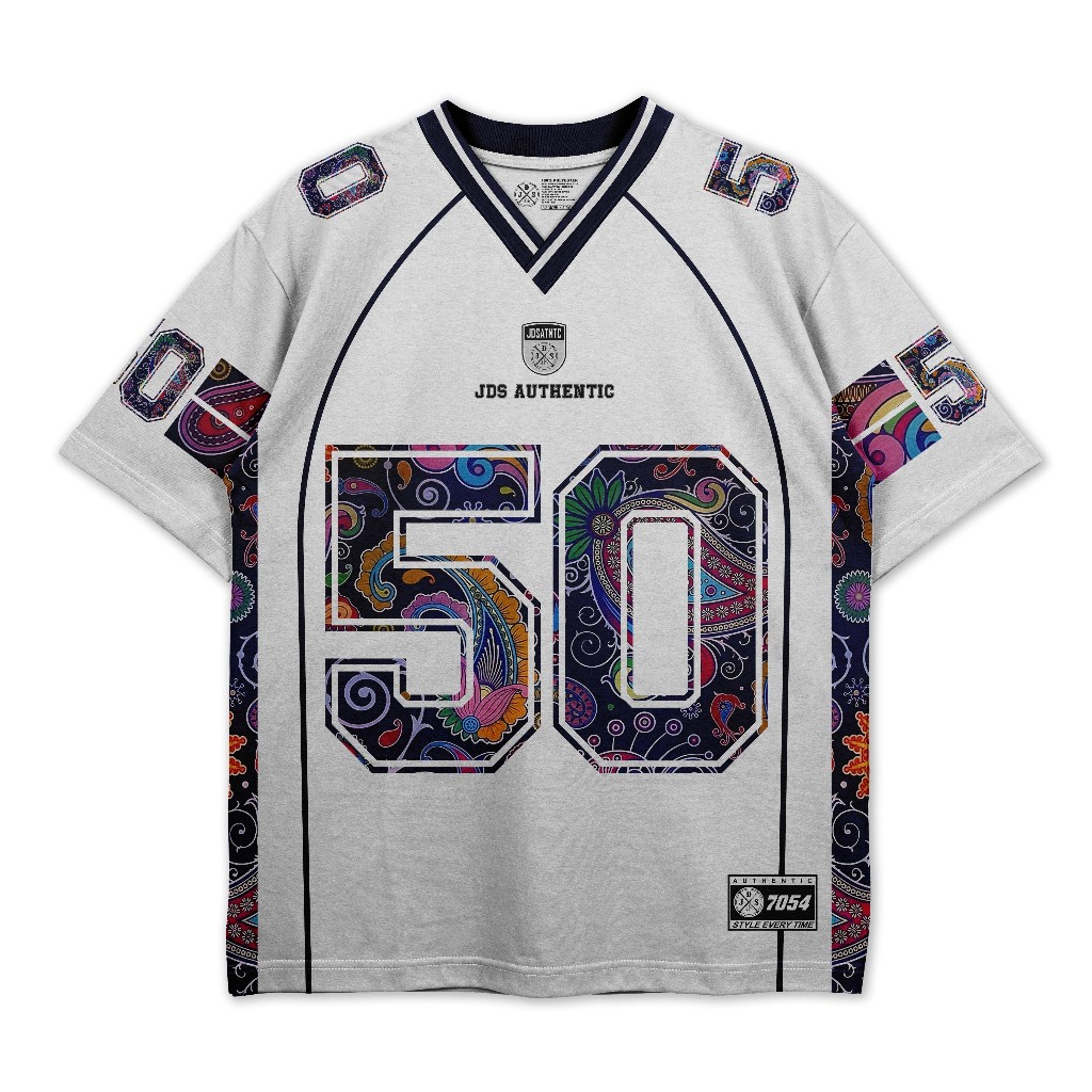 Oversized Boxy Batik Vintage Rugby Baseball Softball Number 50 Jersey T ...