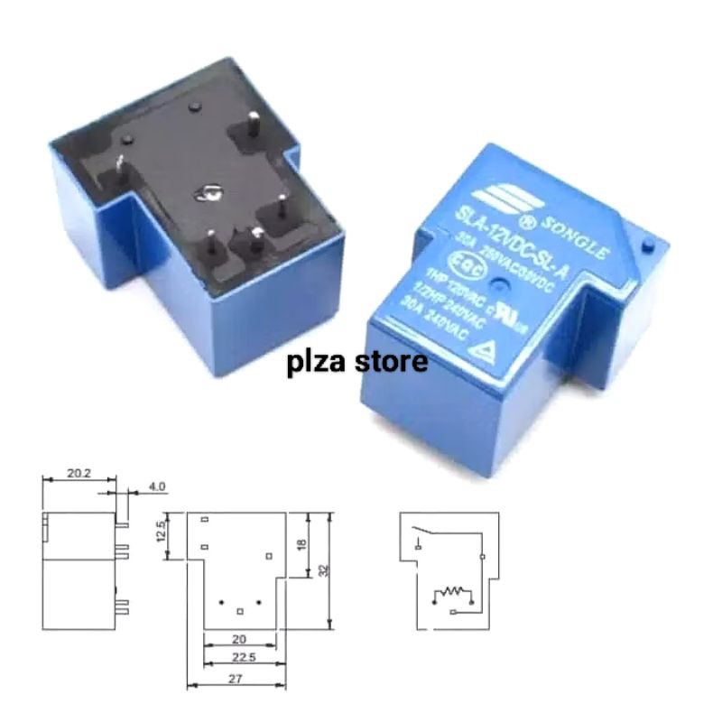 Relay DC 12v SONGE 30A 5PIN foot frog relay 5 songle 12v 30amper ...