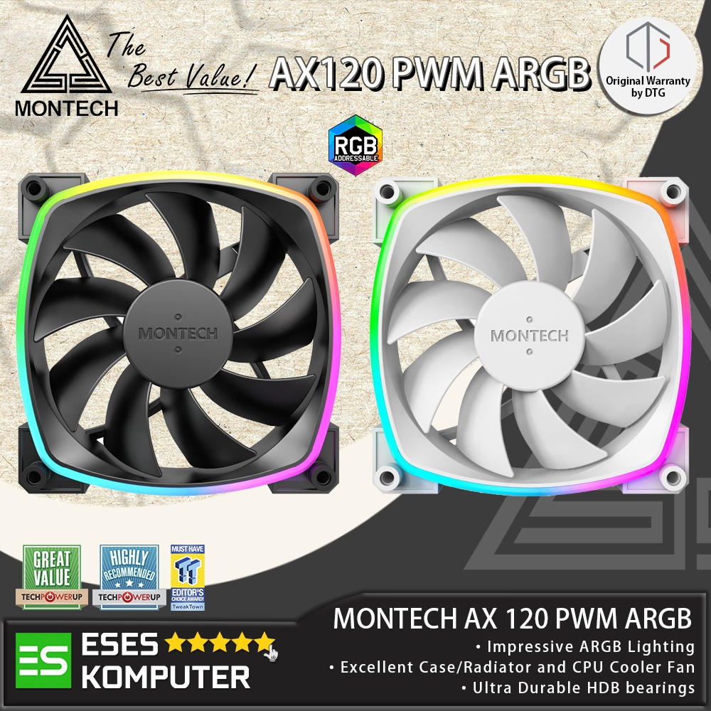 Fan Montech AX120 AX 120 PWM ARGB | 120mm 12cm Fan Casing | Shopee Malaysia