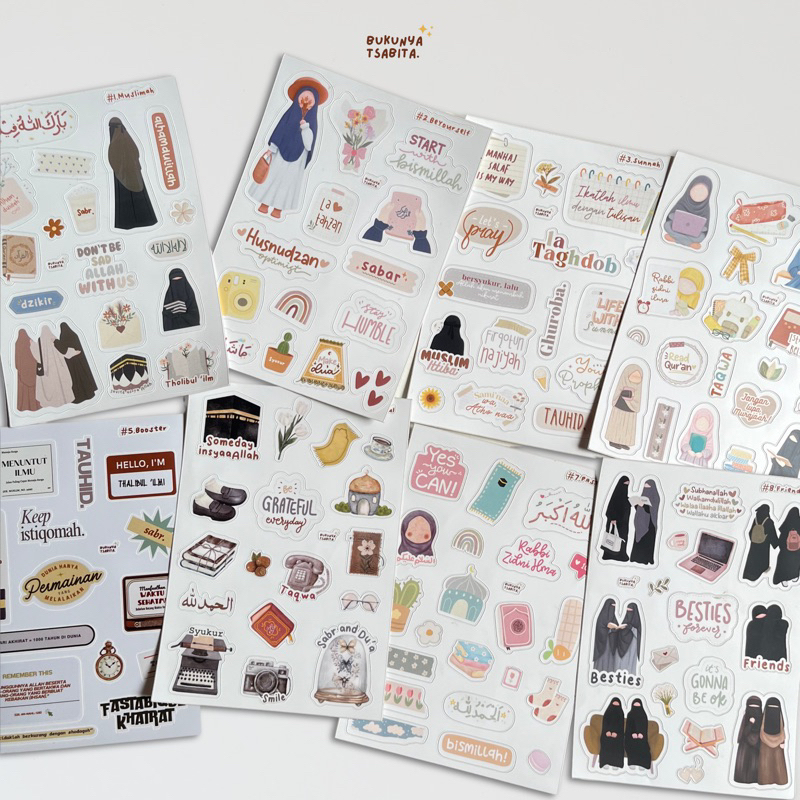 Sticker Sheet Journal Scrapbook Tumbler hp Aesthetic Faceless Muslimah ...