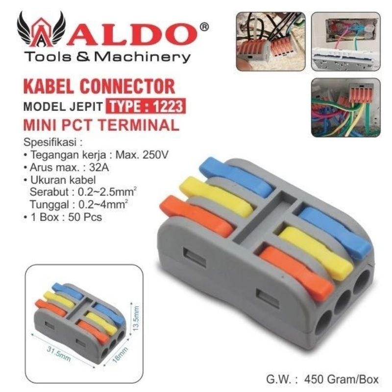 Aldo CABLE Connector CLIP Type 1223 / 3x3 JALUR (Price 1 BOX ...