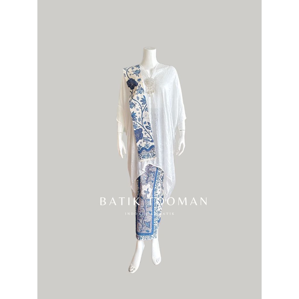PUTIH ASTRID WHITE SOFT DENIM BLUE Viscose Kaftan & Instant Span Batik ...