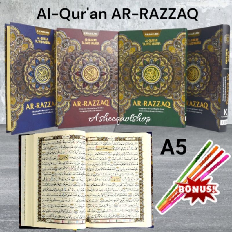 Asheqaolshop Al-Qur'an AR-Razzaq A5 Color Tajwid | Shopee Malaysia
