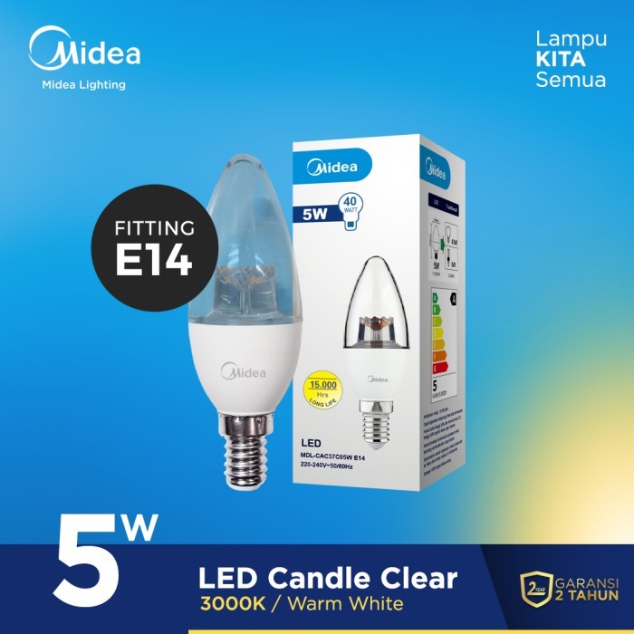 Midea Lighting - Gift Midea Candle LED E14 5 Watt 3000K - Warm White ...