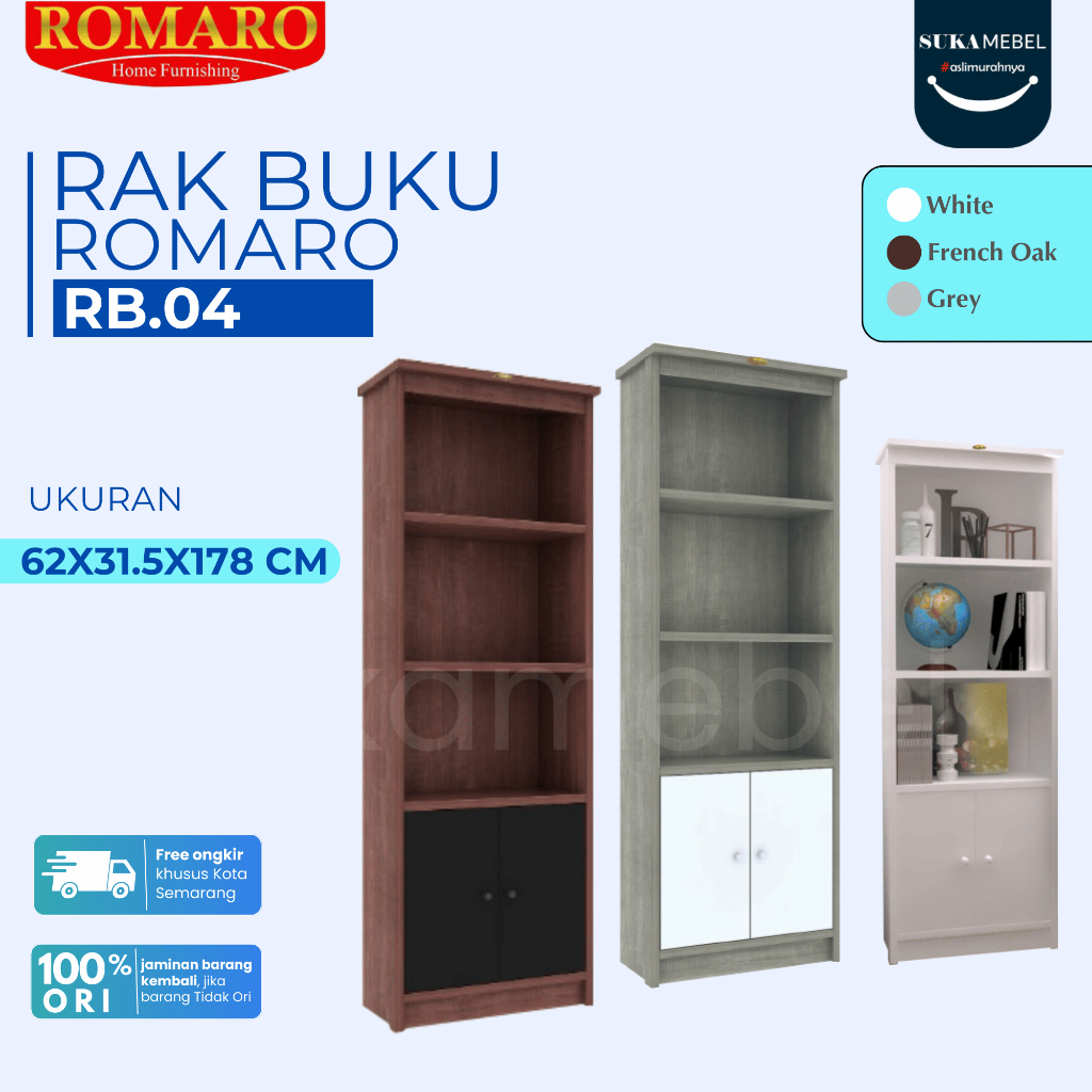 Minimalist Bookshelf Cabinet Aesthetic Cupboard Romaro RB 04 | Shopee Malaysia
