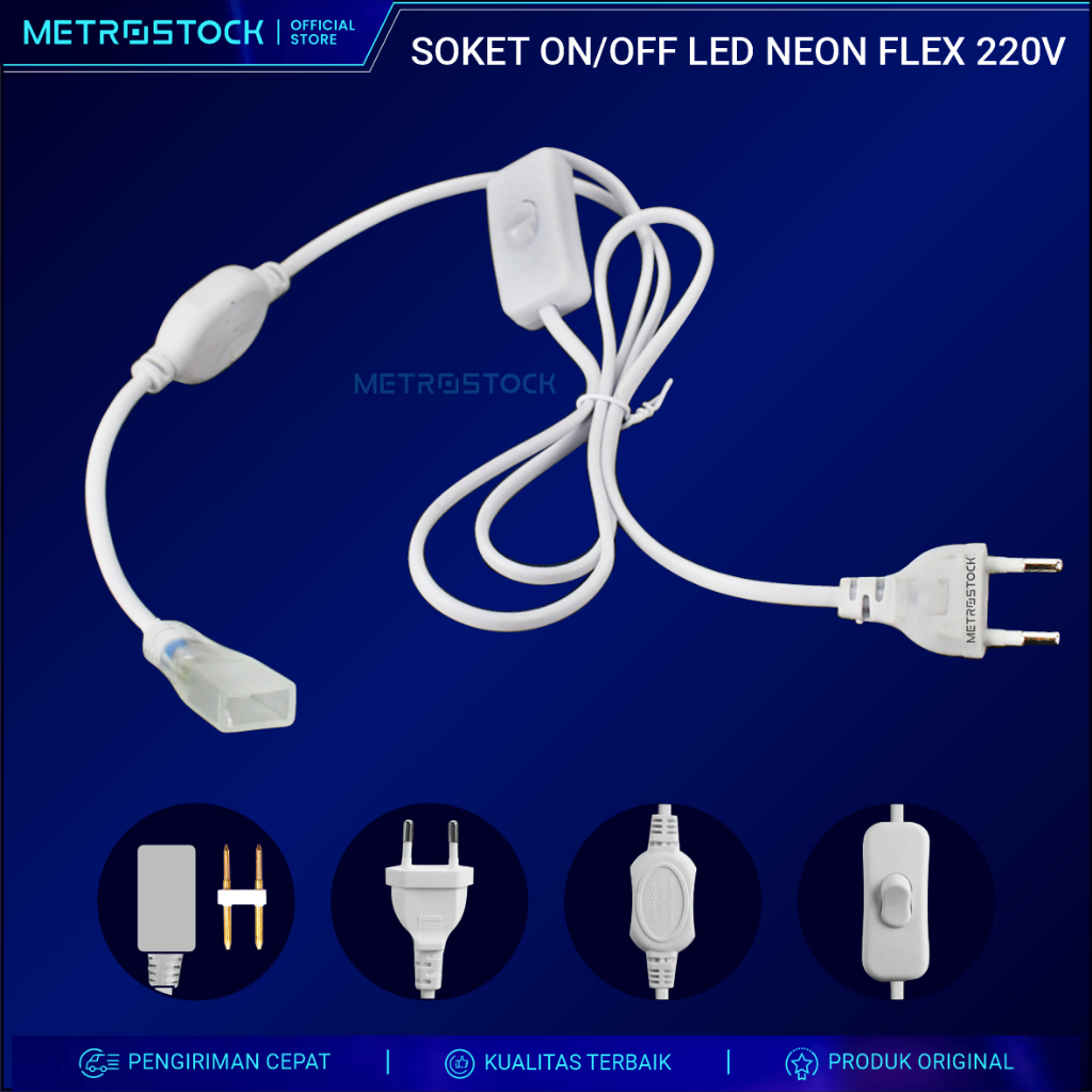 Neon FLEX LED LIGHT ADAPTER SOCKET 2 NEEDLE PIN 220V AC ON OFF SOCKET ...
