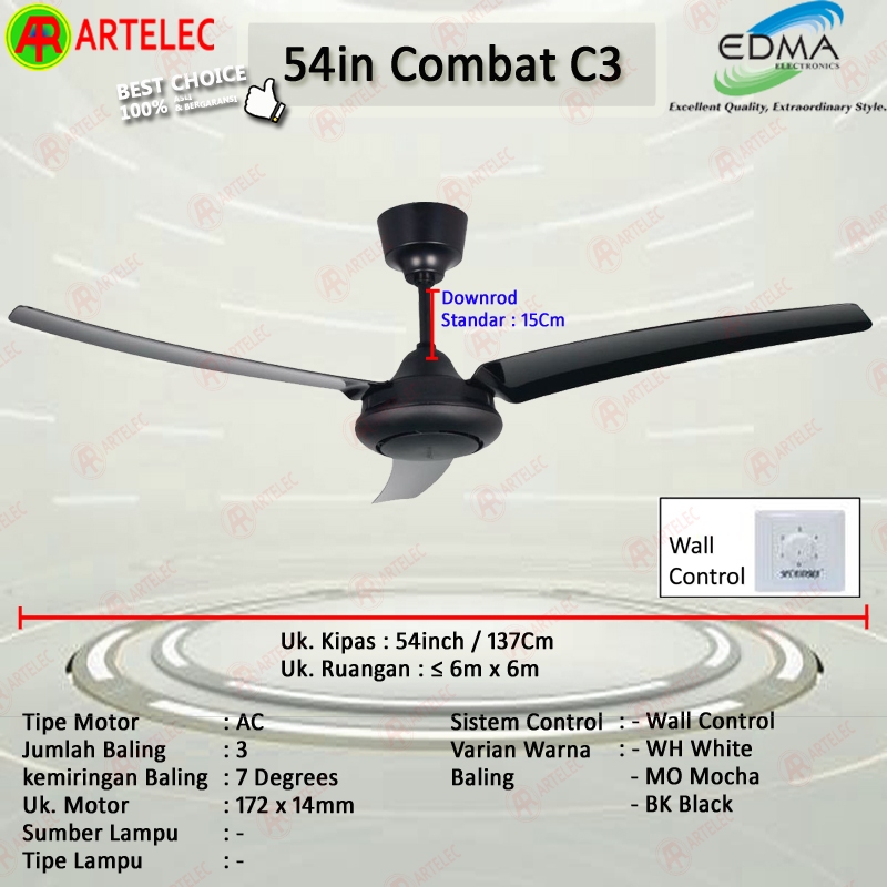 Hanging Fan MT.EDMA 54in COMBAT C3 Ceiling Fan Ceiling Mt Edma | Mtedma ...