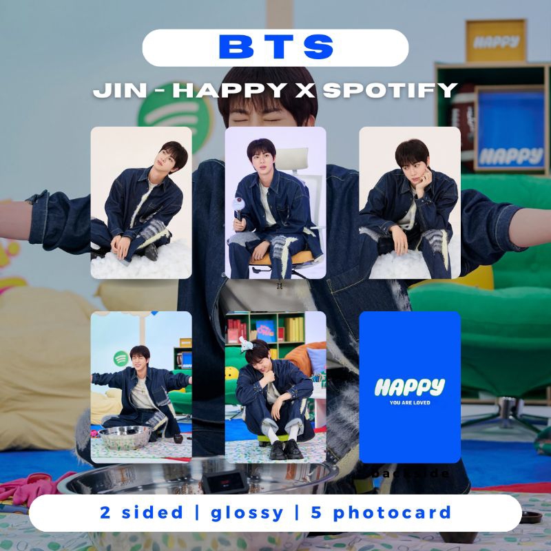 Winter scene Photocard Jin Seokjin BTS - Happy x Spotify | 1 set gets 5 photocards according to ...