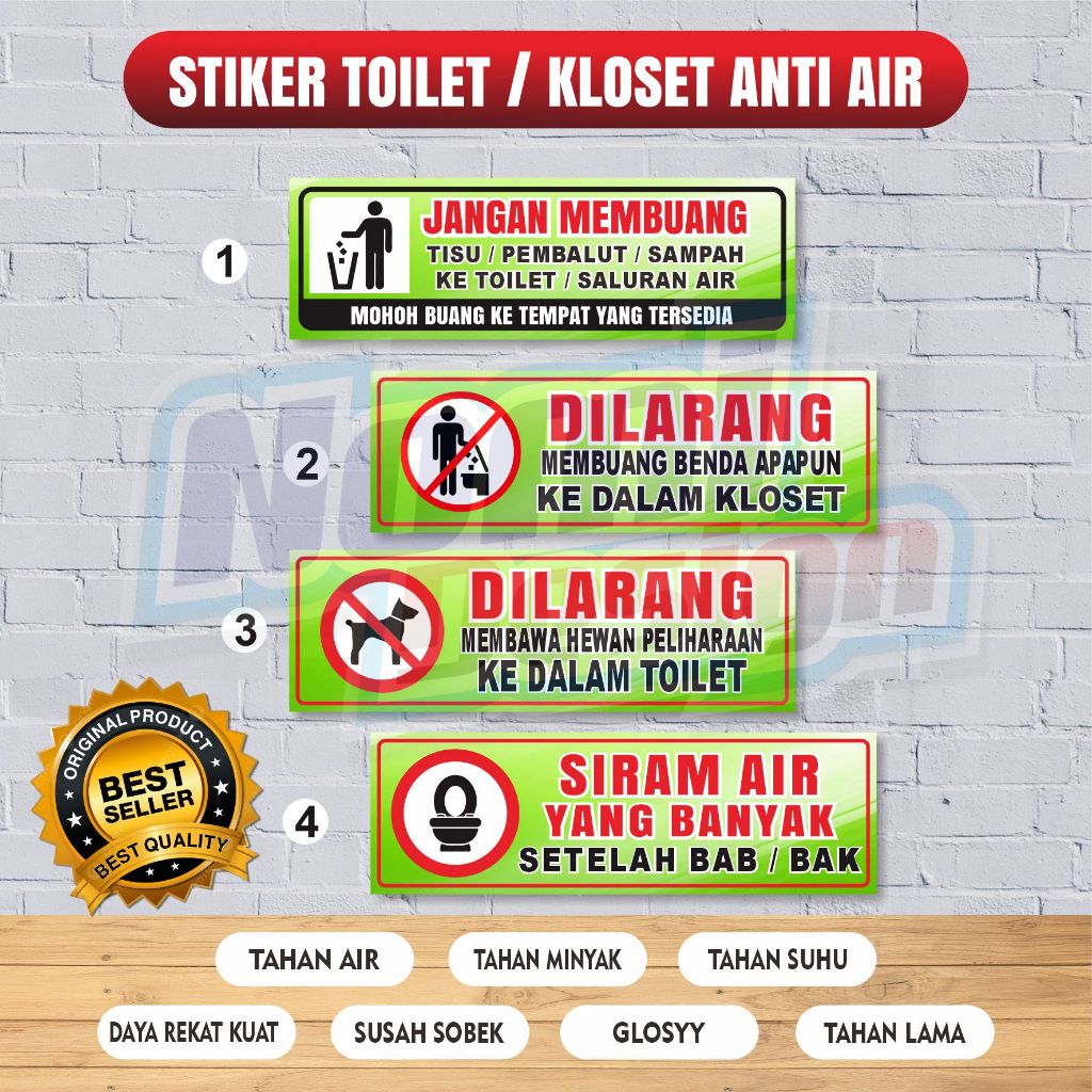 Stickers that say information instructions for toilets or toilets, do ...