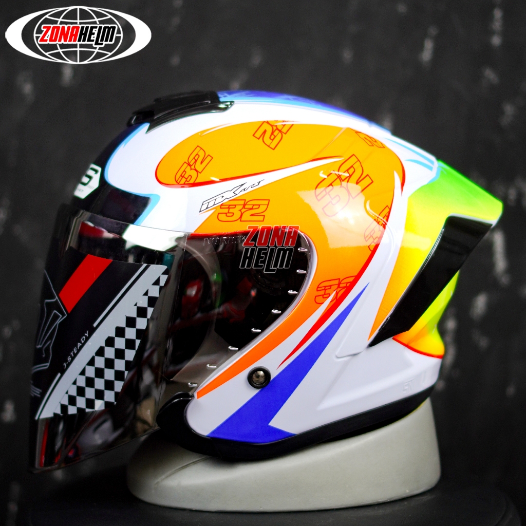 Original JS ARMOR Helmet with Finalis White Half Face Motif | Shopee ...