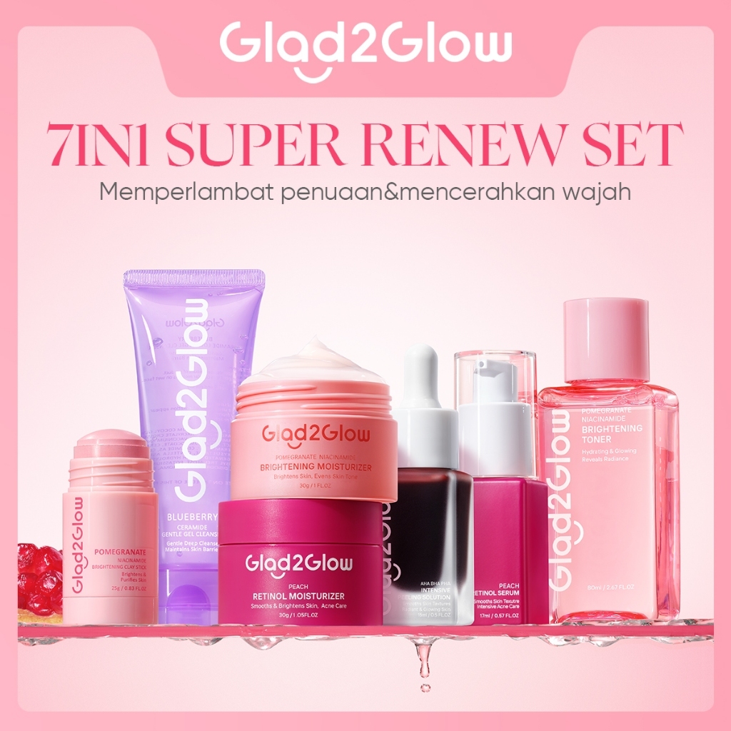 【Glad2glow】Renew Bundle All in 7in1-Brightening Toner + Brightening Moisturizer + Cleanser ...