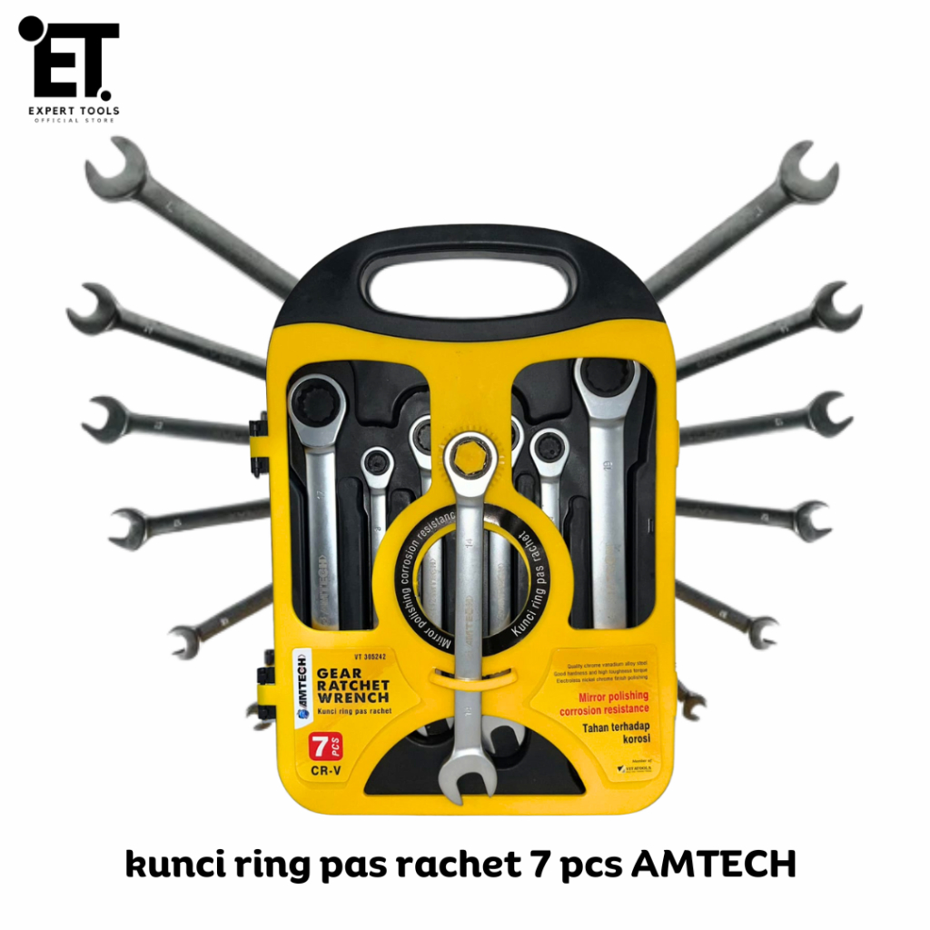 Amtech 8-19mm Rachet Ring Wrench Set 8pcs Rachet Wrench Set / Gear ...