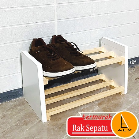 KAYU Wooden Shoe Rack Minimalist Asthetic shoe rack | Shopee Malaysia