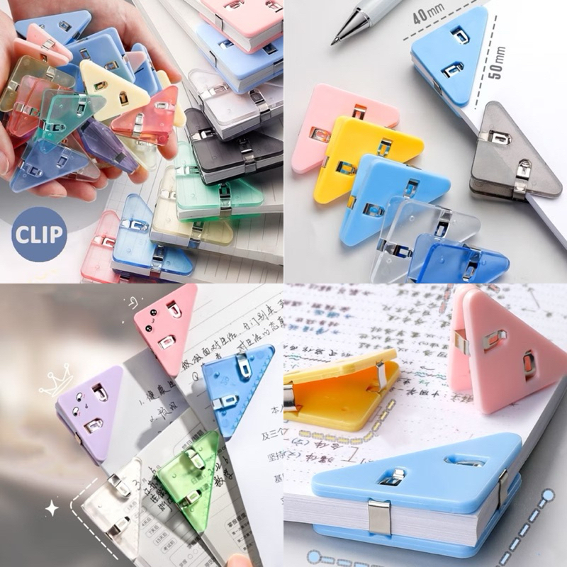 Colorful Triangle Paper Clips Corner Clips Acrylic Book Clips Plastic ...