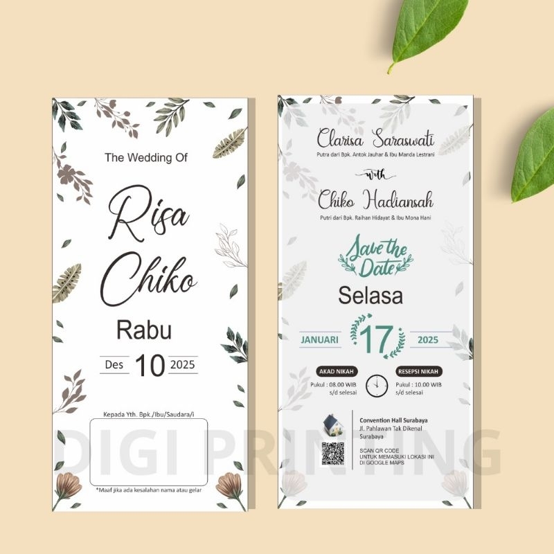 Wedding invitation / Circumcision Invitation Hangtag Model (Reversible ...