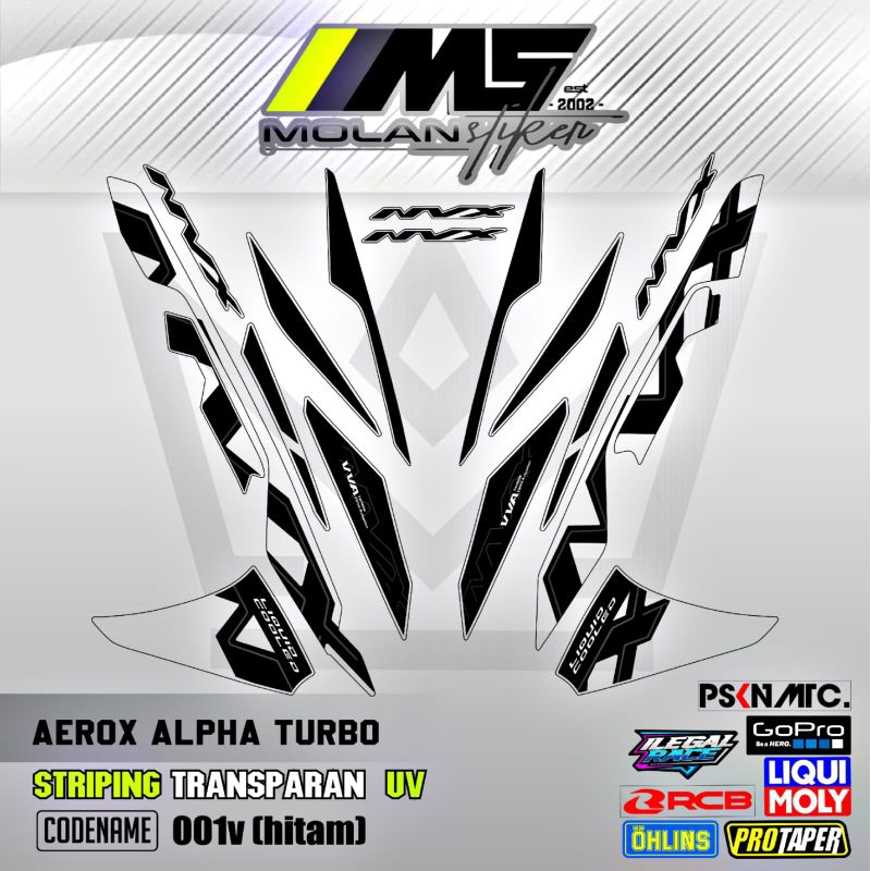 HITAM Decal Sticker Striping Transparent Uv Variations All New Aerox ...