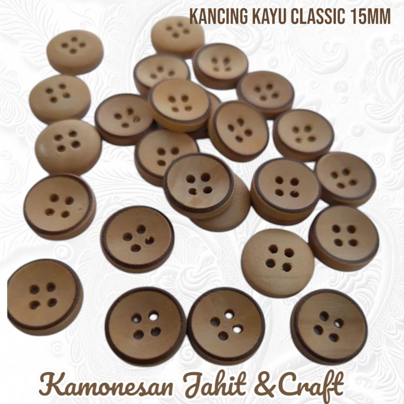 KAYU 15mm Classic Wooden Buttons (10 Pcs) | Shopee Malaysia
