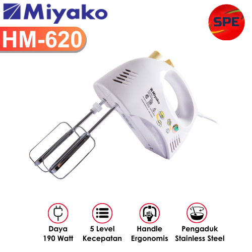 Miyako HM-620 / HM620 HAND MIXER OFFICIAL GUARANTEE (MEDAN) | Shopee ...