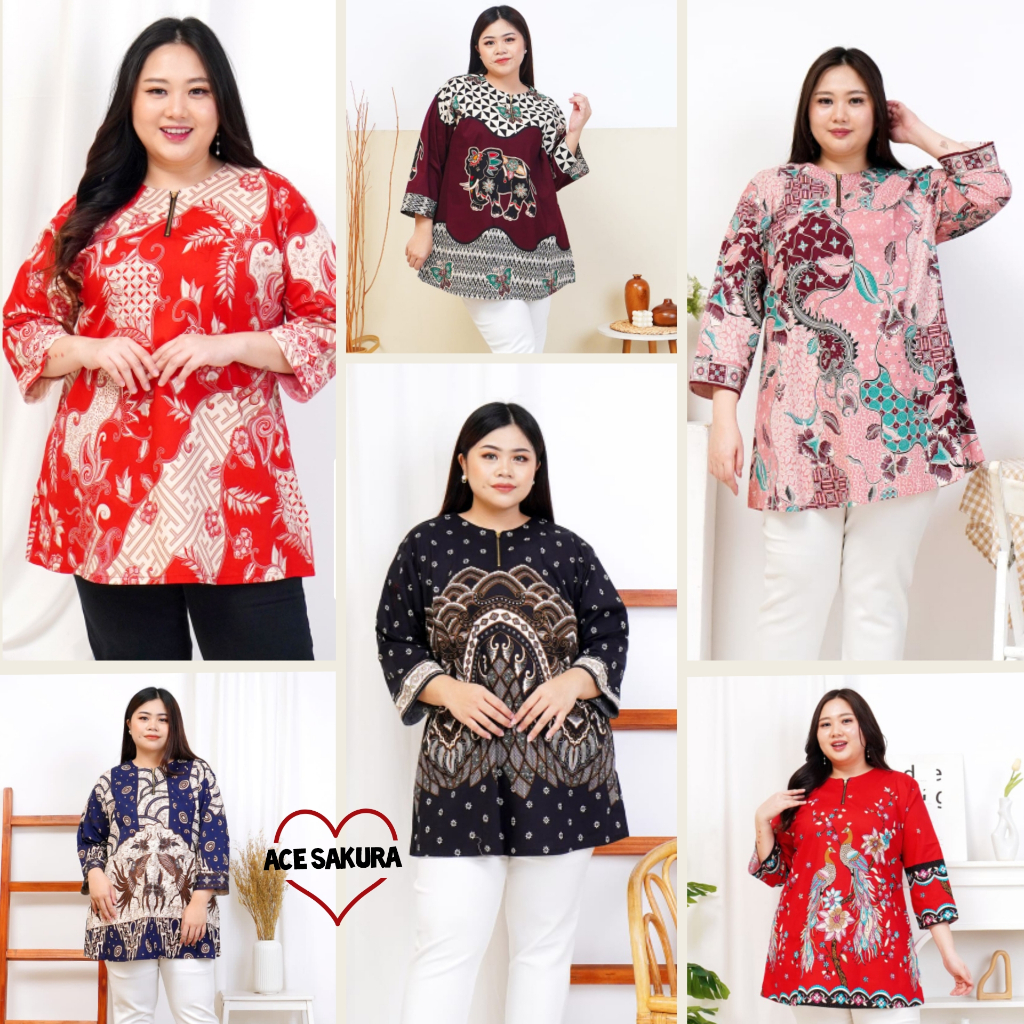 KATUN Bigsize JUMBO BATIK BLOUSE 445 XXL OFFICE WORK TOPS ETHNIC WOMEN ...