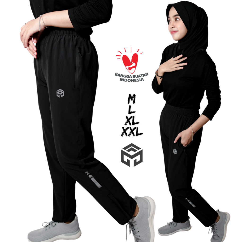 HITAM Metauniq Women's Sports Training Pants Zipper Pockets Running Gym ...