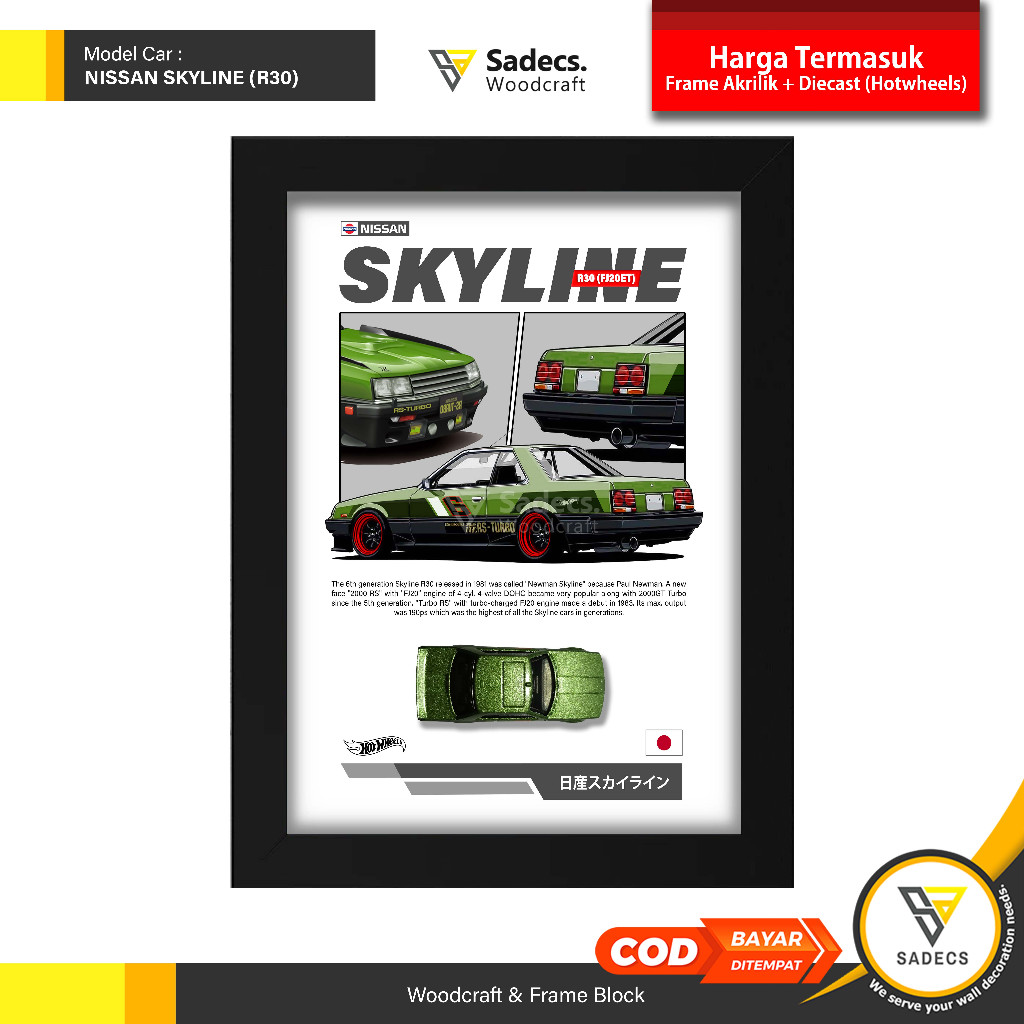 Nissan SKYLINE Acrylic Frame Wall Display (R30) Size 22x17cm (3 Cm ...