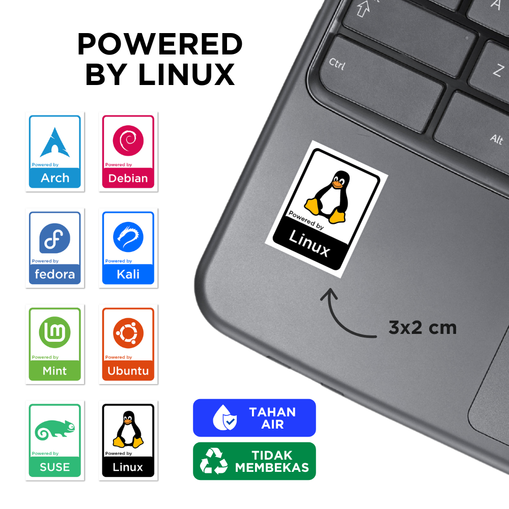 Powered by Linux Laptop Decal Sticker - Semi-Glossy Waterproof Vinyl ...