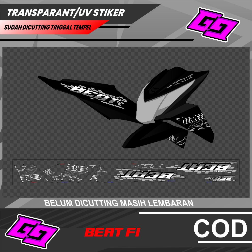 Transparent CLEAR STRIPING HONDA BEAT FI 2012 - 2016 SIMPLE THEME 6 UV ...