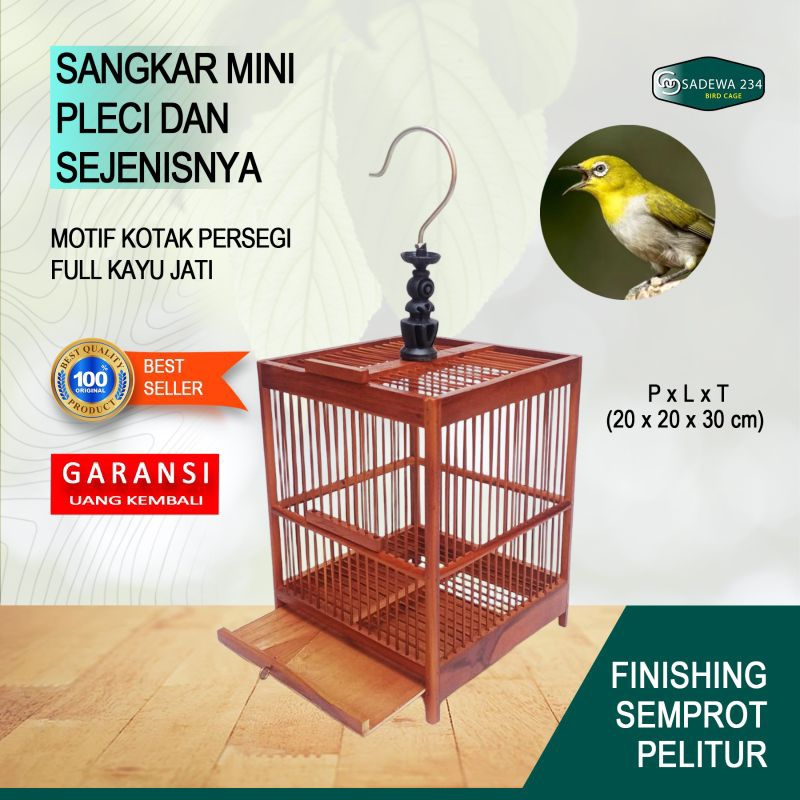 KAYU Square box cage for small birds in finished teak wood | Shopee ...