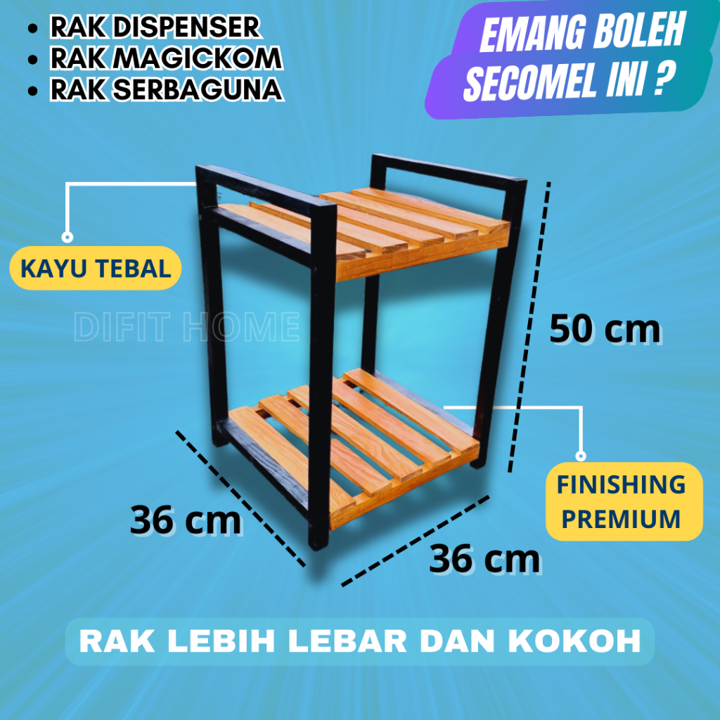 KAYU Gallon Dispenser Table Rice Cooker Rack TwoTone Color Wooden Shelf ...