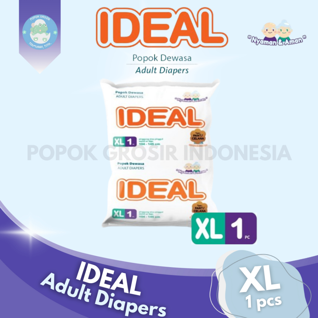 Ideal XL Adult Diapers contains 1 Sheet Plan Type XL1 Waist Circumference 95 - 135cm Adult ...