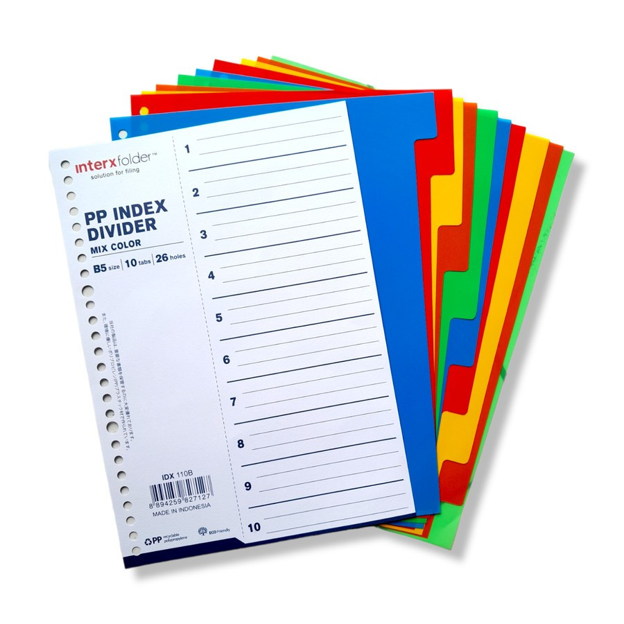 Pp Index Divider Mix Color InterxFolder / A5 Binder Divider /10 Tabs ...