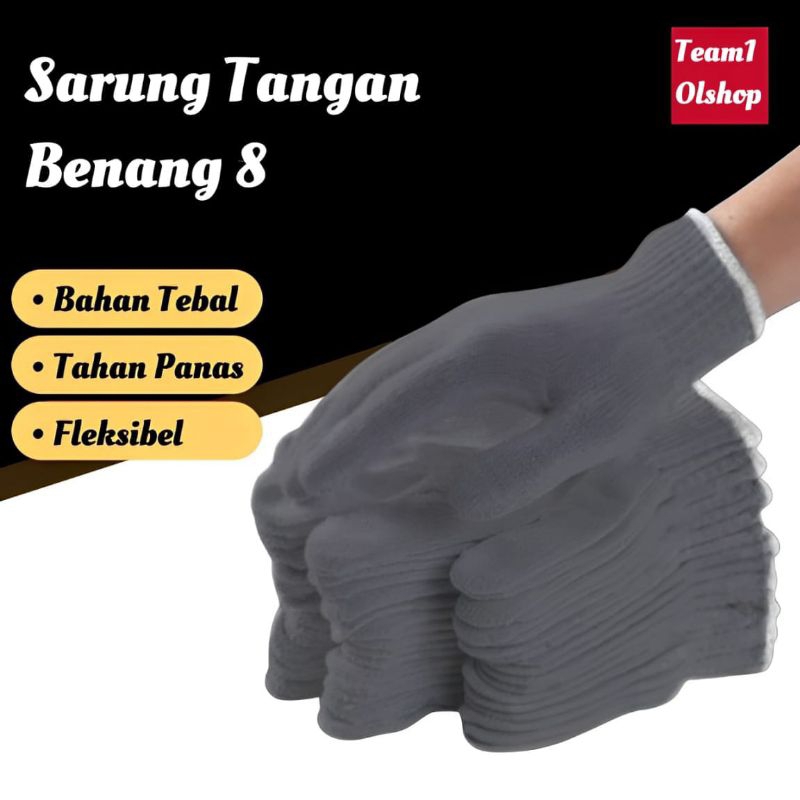 Plain gray gloves thread 8 work gloves (24 Pcs) | Shopee Malaysia