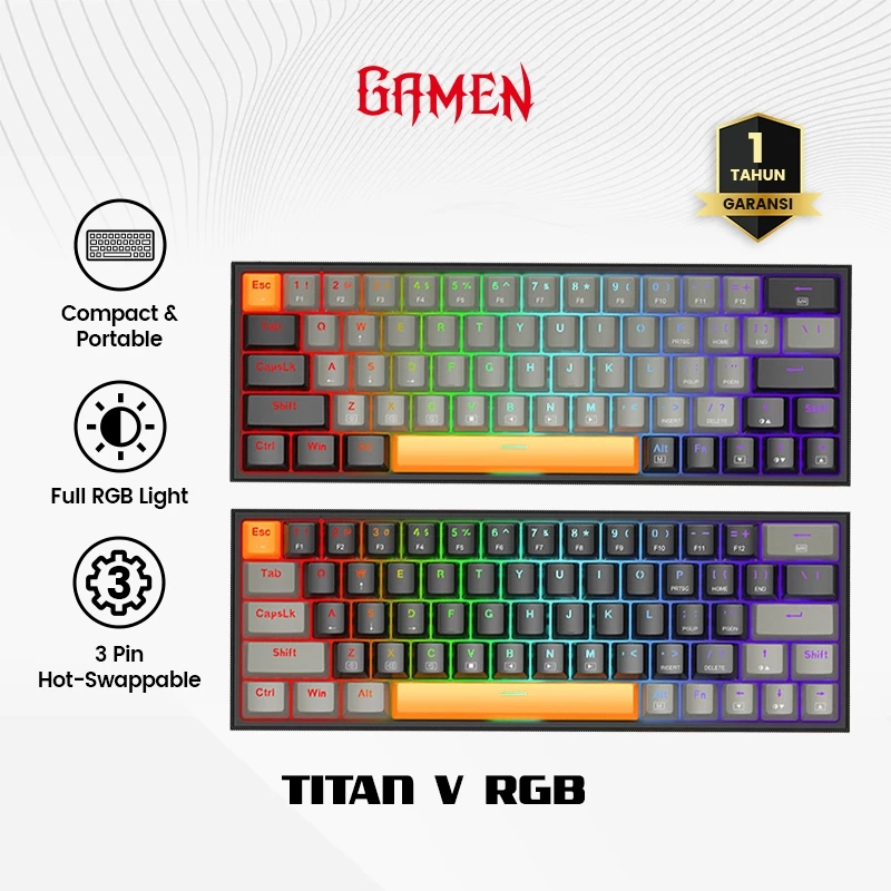 [New] Gamen Titan V RGB Light Gaming Keyboard Mechanical 66 Keys ...