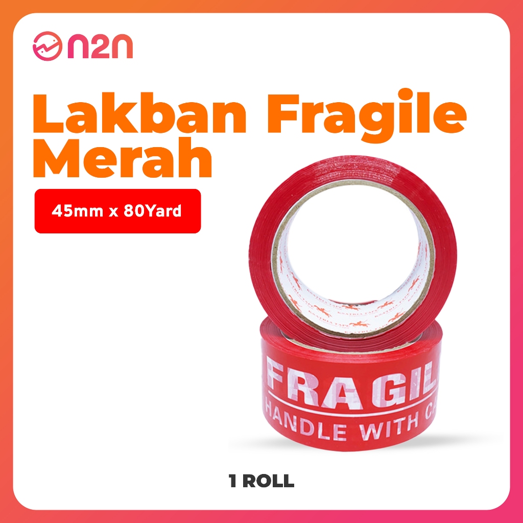 MERAH FRAGILE Duct Tape Red Knight FRAGILE Insulating Duct Tape 45mm 80 ...
