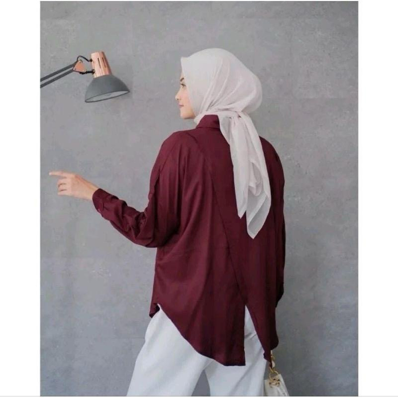 KEMEJA Oversized women's shirt / nelka plain linen shirt | Shopee Malaysia
