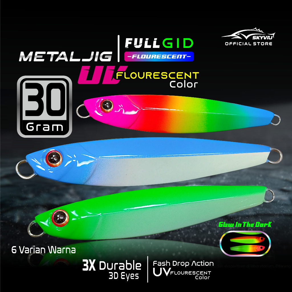 Metal Jig 30 Gram Full GID Bait Metal Jig UV Neon 30gr 30grm Micro Jig ...