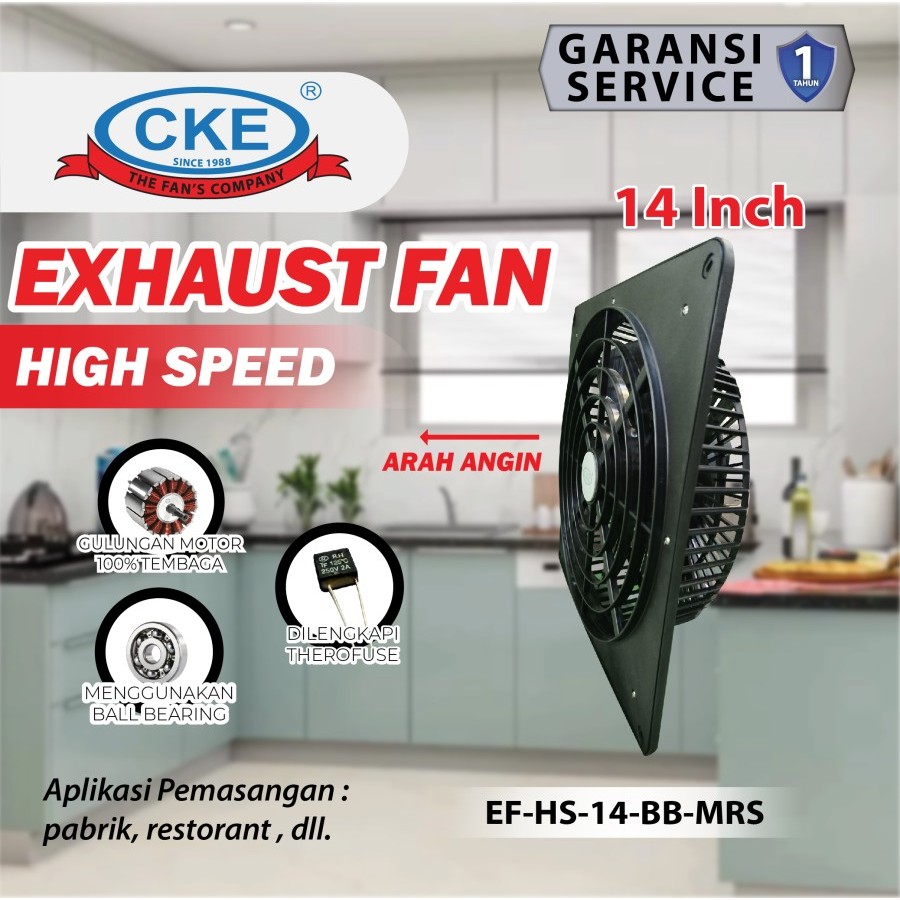 Wall Exhaust Fan High Speed 14 Inch EF-HS-14-BB-MRS Plastic Wall Type ...